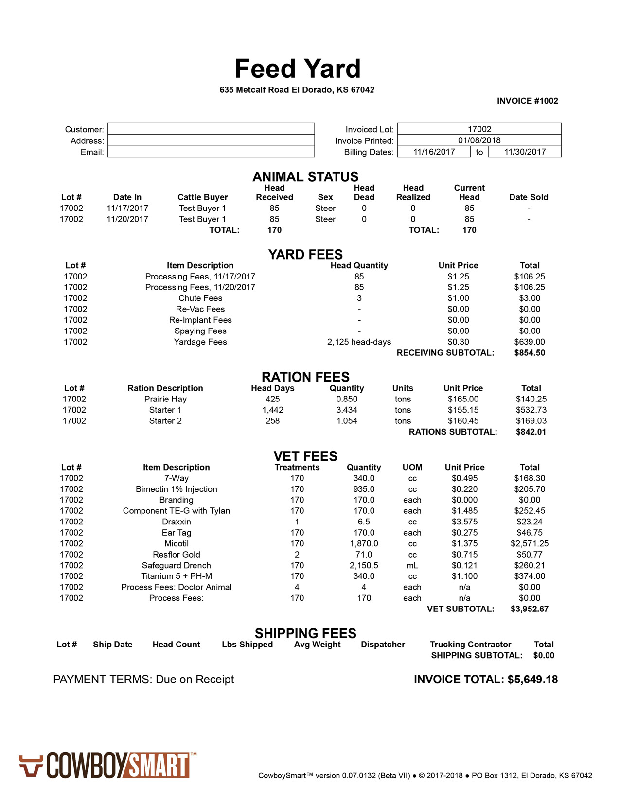Invoice CowboySmart 
